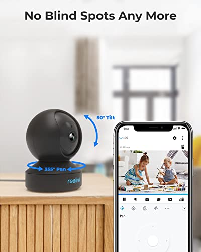 REOLINK Indoor Security Camera, 3MP Pan & Tilt, Plug-in WiFi Camera for Home Security, Pet Camera, Baby Monitor, Human/PetDetection, 2-Way Audio with Phone App, Works with Alexa/Google Assistant, E1