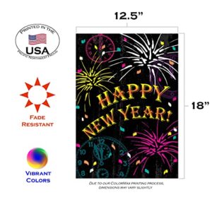 Toland Home Garden 1110536 New Year Celebration New Year Flag 12x18 Inch Double Sided New Year Garden Flag for Outdoor House party Flag Yard Decoration