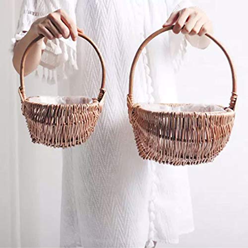 SLDHFE Wicker Rattan Flower Basket,Willow Storage Basket Handwoven Flower Basket with Handle for Home Wedding Garden Decoration