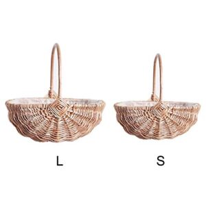 SLDHFE Wicker Rattan Flower Basket,Willow Storage Basket Handwoven Flower Basket with Handle for Home Wedding Garden Decoration