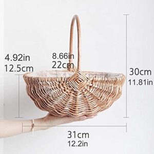 SLDHFE Wicker Rattan Flower Basket,Willow Storage Basket Handwoven Flower Basket with Handle for Home Wedding Garden Decoration