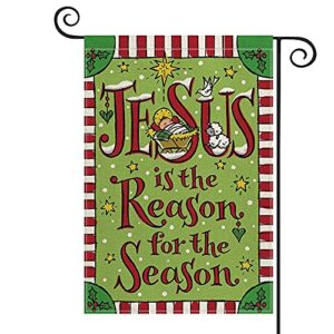 avoin colorlife jesus is the reason for the season garden flag 12×18 inch vertical double sided, christmas nativity winter farmhouse yard outdoor decoration