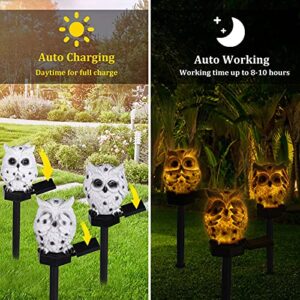 LIGHTSHINE Mini Owl Decor Outdoor Figurine Lights, IP44 Waterproof Solar Pathway Stake Lights, Solar Garden Decorations Lights, Outdoor Decorative Landscape Path Lights (3 Count)