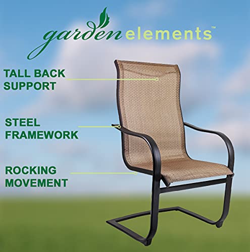 Garden Elements Outdoor Bellevue Metal Patio Chair, Brown (2, Spring Chair)