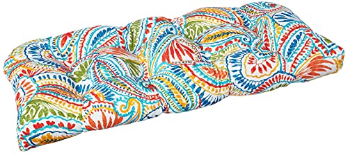 Pillow Perfect 572611 Outdoor/Indoor Ummi Multi Tufted Loveseat Cushion, 1 Count (Pack of 1), Blue