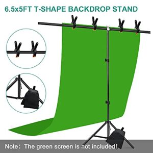 Lidlife T-Shape Backdrop Stand Kit,6.5x5ft Adjustable Photo Background Backdrop Stand with 4 Spring Clamps and Sandbag for Photography Video Studio