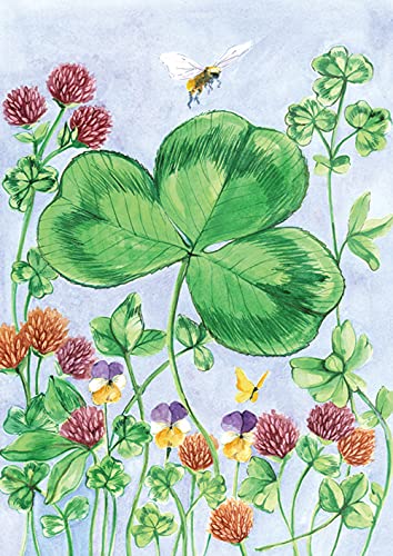 Toland Home Garden 110014 Clover & Bee St Patricks Day Flag 12x18 Inch Double Sided St Patricks Day Garden Flag for Outdoor House St Pats Flag Yard Decoration