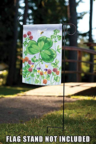 Toland Home Garden 110014 Clover & Bee St Patricks Day Flag 12x18 Inch Double Sided St Patricks Day Garden Flag for Outdoor House St Pats Flag Yard Decoration