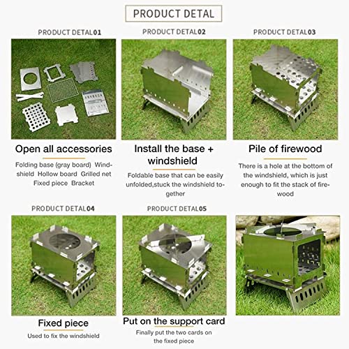 Safety certification Charcoal Grill Barbecue, Portable Stainless Steel Smoker BBQ, Folding Wood Burning Barbecues, Tabletop Grill for Outdoor Garden Cooking Camping Hiking Picnic