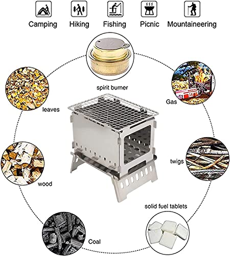 Safety certification Charcoal Grill Barbecue, Portable Stainless Steel Smoker BBQ, Folding Wood Burning Barbecues, Tabletop Grill for Outdoor Garden Cooking Camping Hiking Picnic