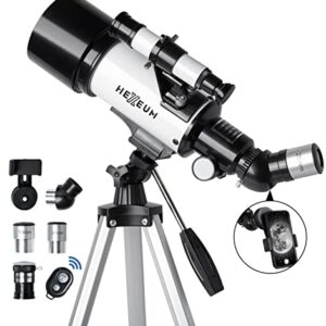 Telescope 70mm Aperture 500mm - for Kids & Adults Astronomical refracting Portable Telescopes AZ Mount Fully Multi-Coated Optics, with Tripod Phone Adapter, Wireless Remote, Carrying Bag