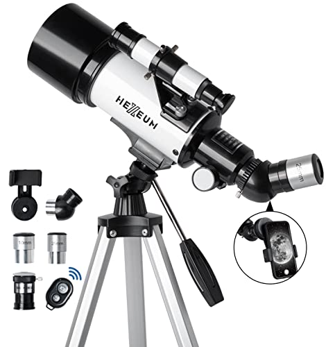 Telescope 70mm Aperture 500mm - for Kids & Adults Astronomical refracting Portable Telescopes AZ Mount Fully Multi-Coated Optics, with Tripod Phone Adapter, Wireless Remote, Carrying Bag