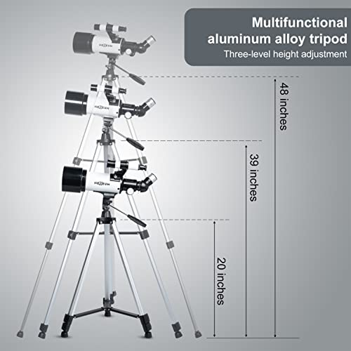 Telescope 70mm Aperture 500mm - for Kids & Adults Astronomical refracting Portable Telescopes AZ Mount Fully Multi-Coated Optics, with Tripod Phone Adapter, Wireless Remote, Carrying Bag