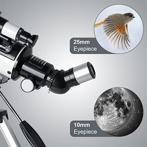 Telescope 70mm Aperture 500mm - for Kids & Adults Astronomical refracting Portable Telescopes AZ Mount Fully Multi-Coated Optics, with Tripod Phone Adapter, Wireless Remote, Carrying Bag