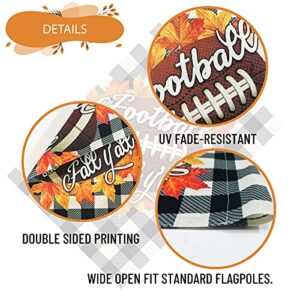 2 Pcs Football Fall Garden Flags 12x18 Double Sided, Burlap Football Farm Truck And Maple Leaves Buffalo Plaid Thanksgiving Garden Flags, Outdoor Yard Decorations for Football Fans Fall Gifts