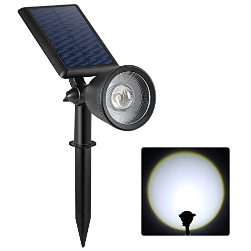 FALOVE Solar Spot Lights Outdoor, IP67 Waterproof Solar Powered Outdoor Lights Sunset Projection Lamp, 2 Modes Solar Landscape Lights Wall/in Ground Light Auto On/Off for Yard Garden Tree Flag