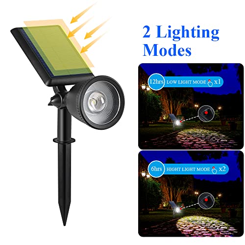 FALOVE Solar Spot Lights Outdoor, IP67 Waterproof Solar Powered Outdoor Lights Sunset Projection Lamp, 2 Modes Solar Landscape Lights Wall/in Ground Light Auto On/Off for Yard Garden Tree Flag