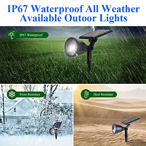 FALOVE Solar Spot Lights Outdoor, IP67 Waterproof Solar Powered Outdoor Lights Sunset Projection Lamp, 2 Modes Solar Landscape Lights Wall/in Ground Light Auto On/Off for Yard Garden Tree Flag