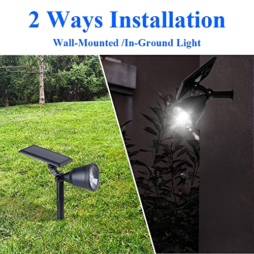 FALOVE Solar Spot Lights Outdoor, IP67 Waterproof Solar Powered Outdoor Lights Sunset Projection Lamp, 2 Modes Solar Landscape Lights Wall/in Ground Light Auto On/Off for Yard Garden Tree Flag