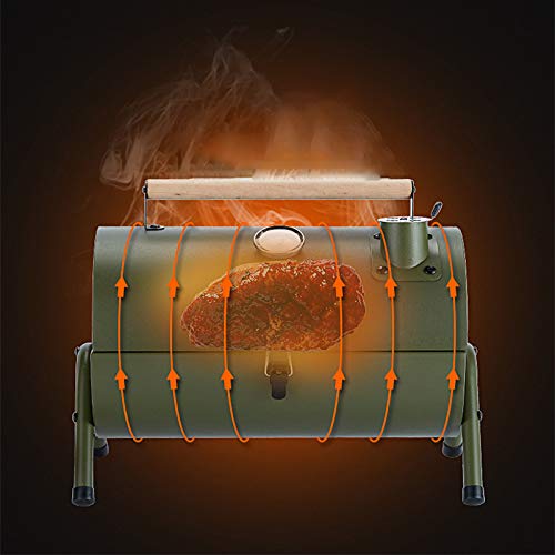 Charcoal Grill Barbecue Portable BBQ - Portable Wood Pellet Grill with Thermometer Tabletop Outdoor Smoker BBQ for Picnic Garden Terrace Camping Travel 16.53''x11.41''x14.56''