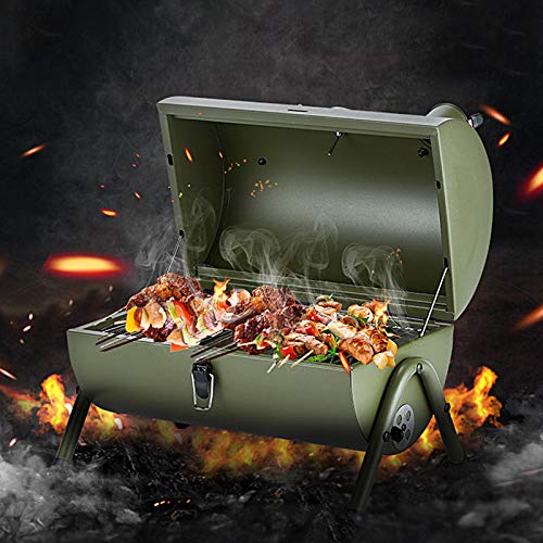 Charcoal Grill Barbecue Portable BBQ - Portable Wood Pellet Grill with Thermometer Tabletop Outdoor Smoker BBQ for Picnic Garden Terrace Camping Travel 16.53''x11.41''x14.56''