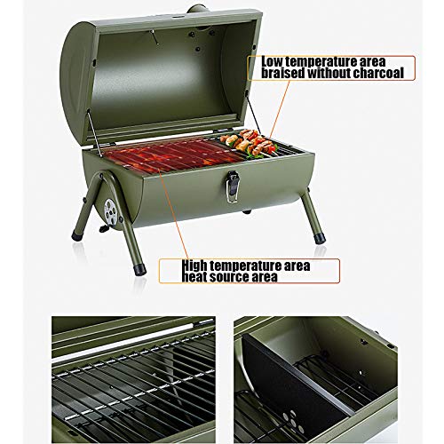 Charcoal Grill Barbecue Portable BBQ - Portable Wood Pellet Grill with Thermometer Tabletop Outdoor Smoker BBQ for Picnic Garden Terrace Camping Travel 16.53''x11.41''x14.56''