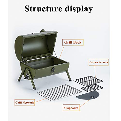 Charcoal Grill Barbecue Portable BBQ - Portable Wood Pellet Grill with Thermometer Tabletop Outdoor Smoker BBQ for Picnic Garden Terrace Camping Travel 16.53''x11.41''x14.56''