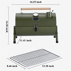 Charcoal Grill Barbecue Portable BBQ - Portable Wood Pellet Grill with Thermometer Tabletop Outdoor Smoker BBQ for Picnic Garden Terrace Camping Travel 16.53''x11.41''x14.56''