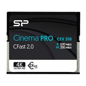 sp 256gb cfast2.0 cinemapro cfx310 memory card, 3500x and up to 530mb/s read, mlc, for blackmagic ursa mini, canon xc10/1d x mark ii and more