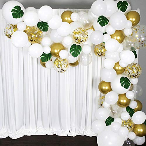 5ft x 10ft White Backdrop Curtain for Parties Wedding White Wrinkle Free Backdrop Drapes Panels for Baby Shower Gender Reveal Birthday Photo Photography Polyester Fabric Background Decoration