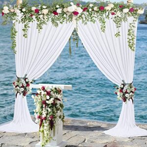 5ft x 10ft White Backdrop Curtain for Parties Wedding White Wrinkle Free Backdrop Drapes Panels for Baby Shower Gender Reveal Birthday Photo Photography Polyester Fabric Background Decoration