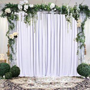 5ft x 10ft White Backdrop Curtain for Parties Wedding White Wrinkle Free Backdrop Drapes Panels for Baby Shower Gender Reveal Birthday Photo Photography Polyester Fabric Background Decoration