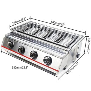 LOYALHEARTDY Propane Griddle, Portable Barbecue Cooker with 4 Grill Burners, Stainless Steel Polished Flat Top Grill for Camping Picnics Outdoor Use Patio Garden, 22.8(L) X 16.5(W) X 7.7(H)