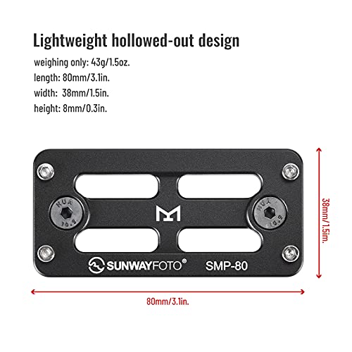 SUNWAYFOTO 3.15 inch M-Lok Arca Rail Mount Adapter Accessories for Arca-Swiss/RRS Tripod Head Aluminum SMP-80