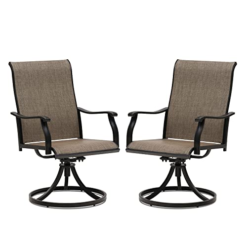 VICLLAX Patio Dining Chairs Textilene Outdoor Swivel Rocker Set with All-Weather Frame, Indoor/Outdoor Furniture for Garden Porch, Lawn Set of 2, Black Frame