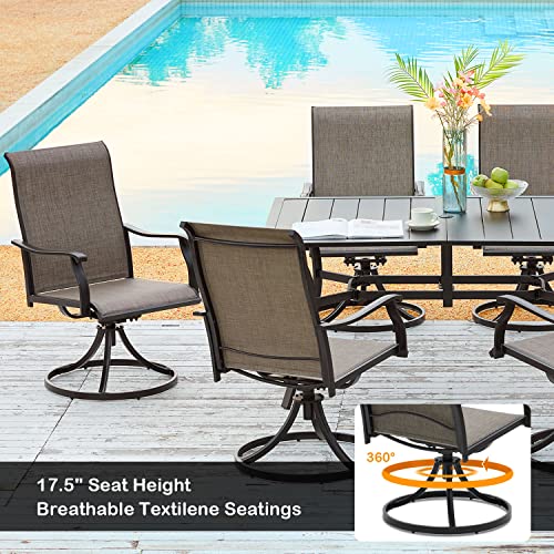 VICLLAX Patio Dining Chairs Textilene Outdoor Swivel Rocker Set with All-Weather Frame, Indoor/Outdoor Furniture for Garden Porch, Lawn Set of 2, Black Frame