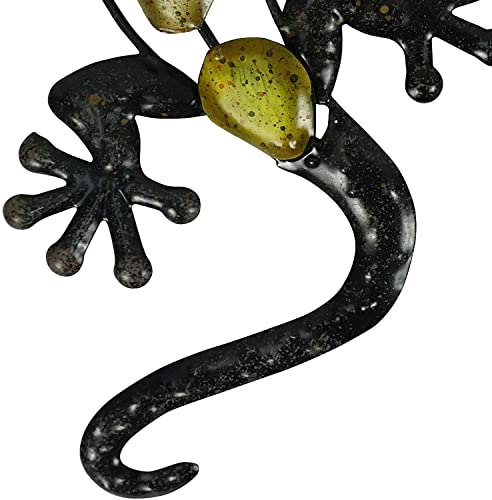 LIFFY Metal Gecko Wall Decor Lizard Garden Art Hanging Outdoor Decorations for Patio or Fence, Set of 2