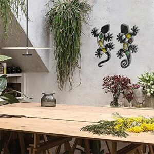 LIFFY Metal Gecko Wall Decor Lizard Garden Art Hanging Outdoor Decorations for Patio or Fence, Set of 2