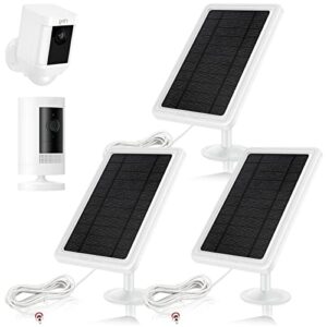 ring solar panel charger, solar panel for ring stick up cam 2nd & 3rd gen, ring spotlight camera battery, 5v 4.5w output super fast charging (3pack-white)