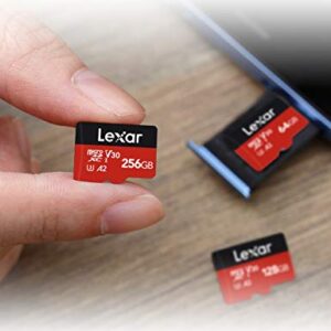 Lexar 128GB Micro SD Card, MicroSDXC Flash Memory Card with Adapter Up to 160MB/s, A2, U3, V30, C10, UHS-I, 4K UHD, Full HD, High Speed TF Card for Phones, Tablets, Drones, Dash Cam, Security Camera