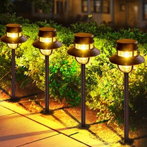 bucasa solar pathway lights outdoor 6 pack, super bright solar outdoor lights, up to 12h ip67 waterproof solar landscape path lights solar powered garden lights for walkway driveway yard patio lawn