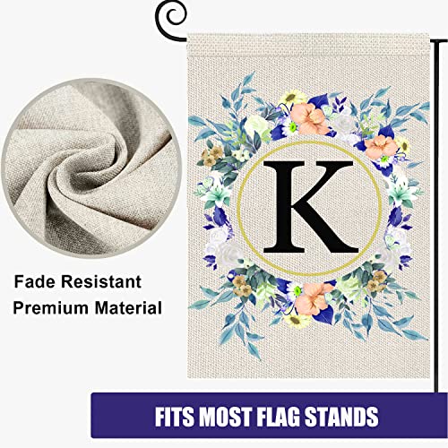 Monogram Letter S Initial Garden Flag Floral 12x18 Inch Small Vertical Double Sided for Outside Small Burlap Family Last Name Initial Yard Farmhouse Flag (S)