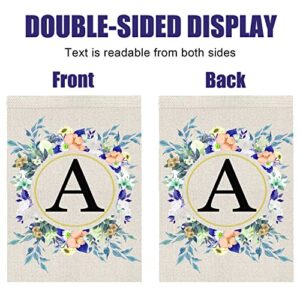 Monogram Letter S Initial Garden Flag Floral 12x18 Inch Small Vertical Double Sided for Outside Small Burlap Family Last Name Initial Yard Farmhouse Flag (S)