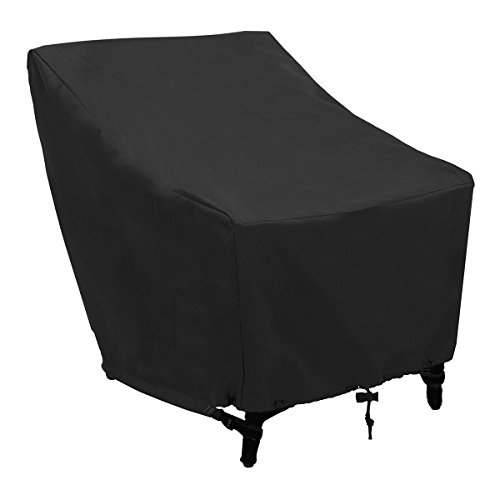 Patio Chair Covers Waterproof Heavy Duty Outdoor Patio Furniture Covers, Black Stackable Outside Lounge Deep Seat Covers, Large Lawn Sofa Covers Water Resistant,600D Oxford Cloth,Standard-1 Pack,Black