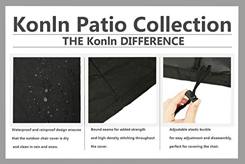 Patio Chair Covers Waterproof Heavy Duty Outdoor Patio Furniture Covers, Black Stackable Outside Lounge Deep Seat Covers, Large Lawn Sofa Covers Water Resistant,600D Oxford Cloth,Standard-1 Pack,Black