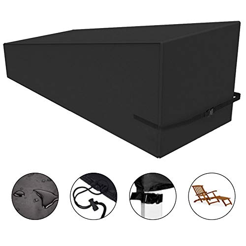 SNOEMWU Recliner Cover Chair,Durable Wear-Resistant Outdoor Garden Courtyard Waterproof Dustproof Recliner Lounge Chair Protective Cover Black 208x76x79cm Outdoor Chair Cover