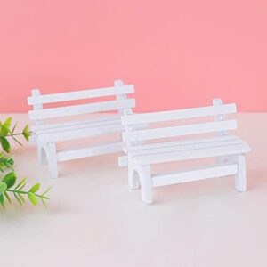 1:6 Scale Miniature Bench Mini Wooden Park Benches Handmade Small Fairy Garden Chair for Crafts Mini House Decoration Photo Props,Pack of 2