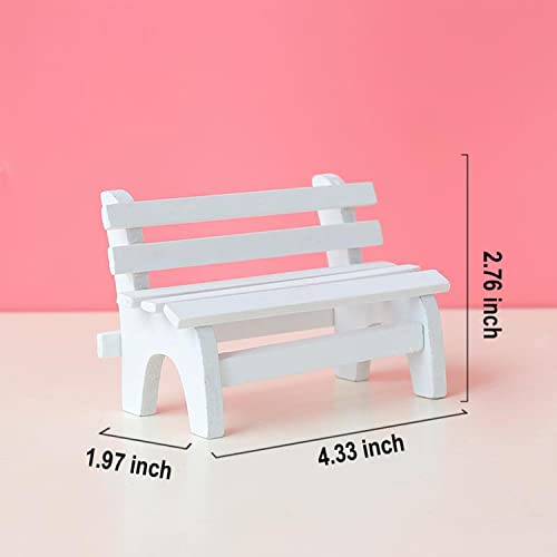 1:6 Scale Miniature Bench Mini Wooden Park Benches Handmade Small Fairy Garden Chair for Crafts Mini House Decoration Photo Props,Pack of 2