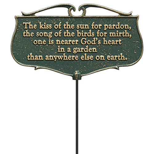 Whitehall Products "The Kiss of The Sun..." Garden Poem Sign, Green/Gold