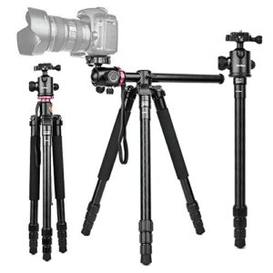 yotilon camera tripod, horizontal tripod for camera professional aluminum alloy travel tripod for dslr with 360° ball head quick release plate, handle bag for canon nikon sony dslr cameras